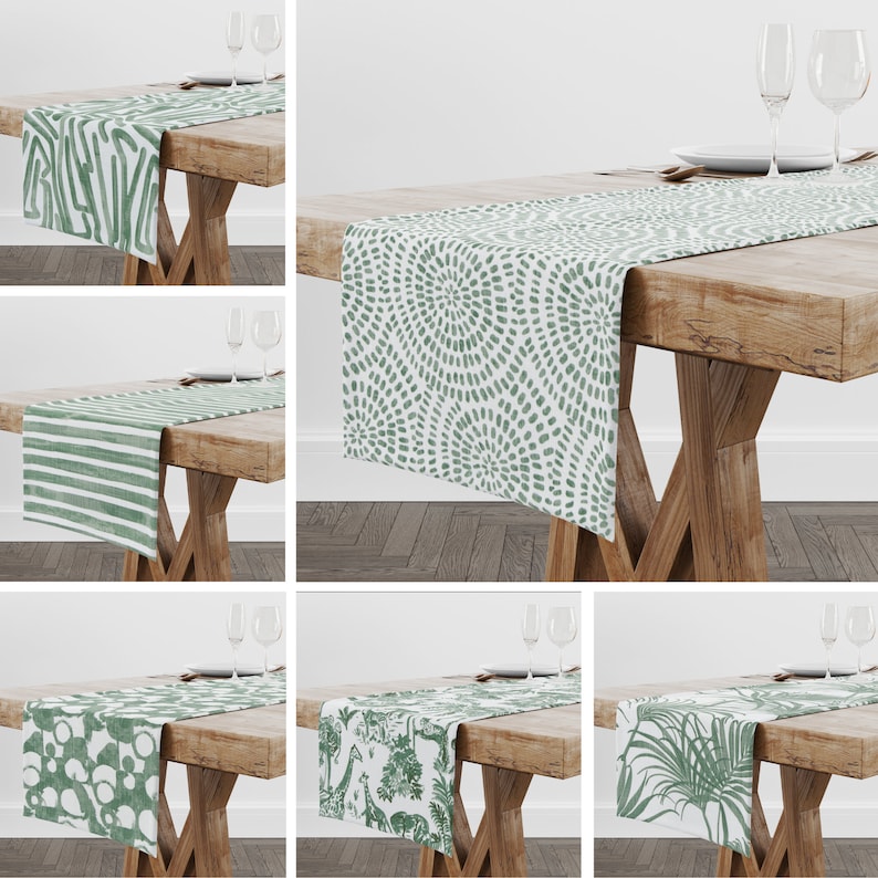 Green Table Runner for Dining Table Tropical Runner for - Etsy
