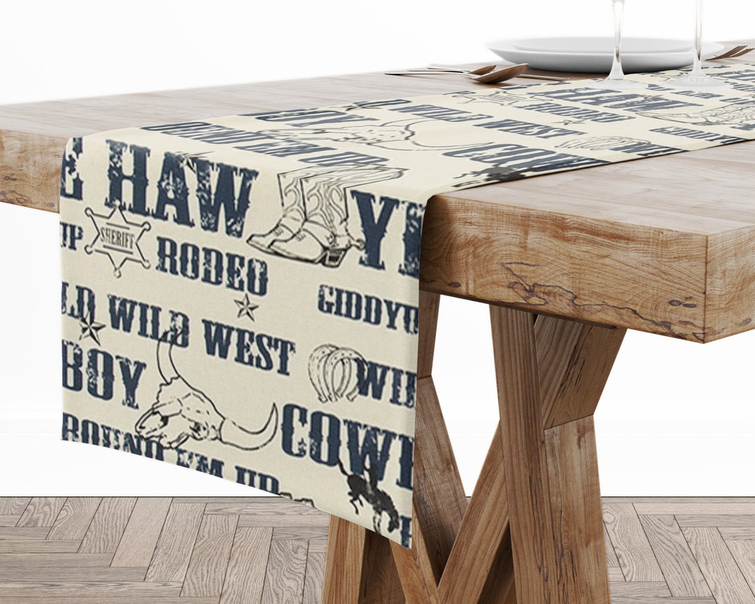 Blue Cowboy Western Table Runner: Dining Room Rodeo Decor - Etsy