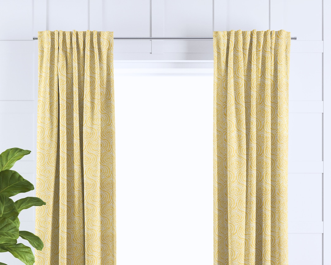 Contemporary Yellow Slub Canvas Drapes: Abstract Living & Dining Room ...
