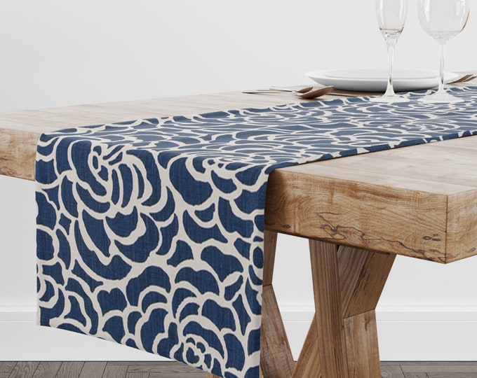 Blue and Cream Quilted Table Runner, Blue Fabric, Cream Accent Fabric ...