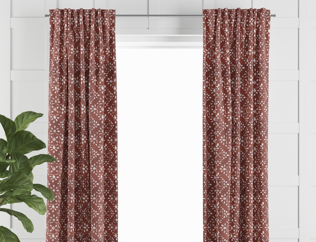 Dark Red Florentine Curtain Panels for Dining Room or Kitchen Decor ...