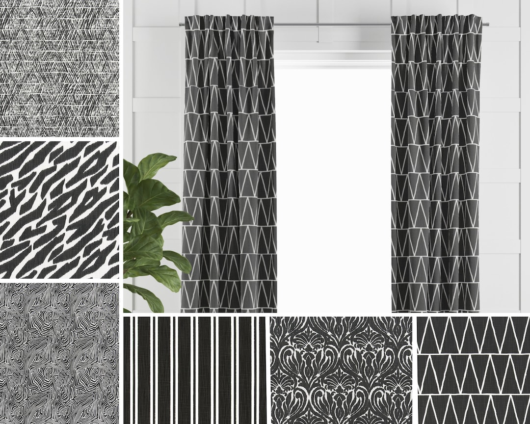 Ink Black Cotton Drapery Collection: Modern Living Room or Bedroom ...