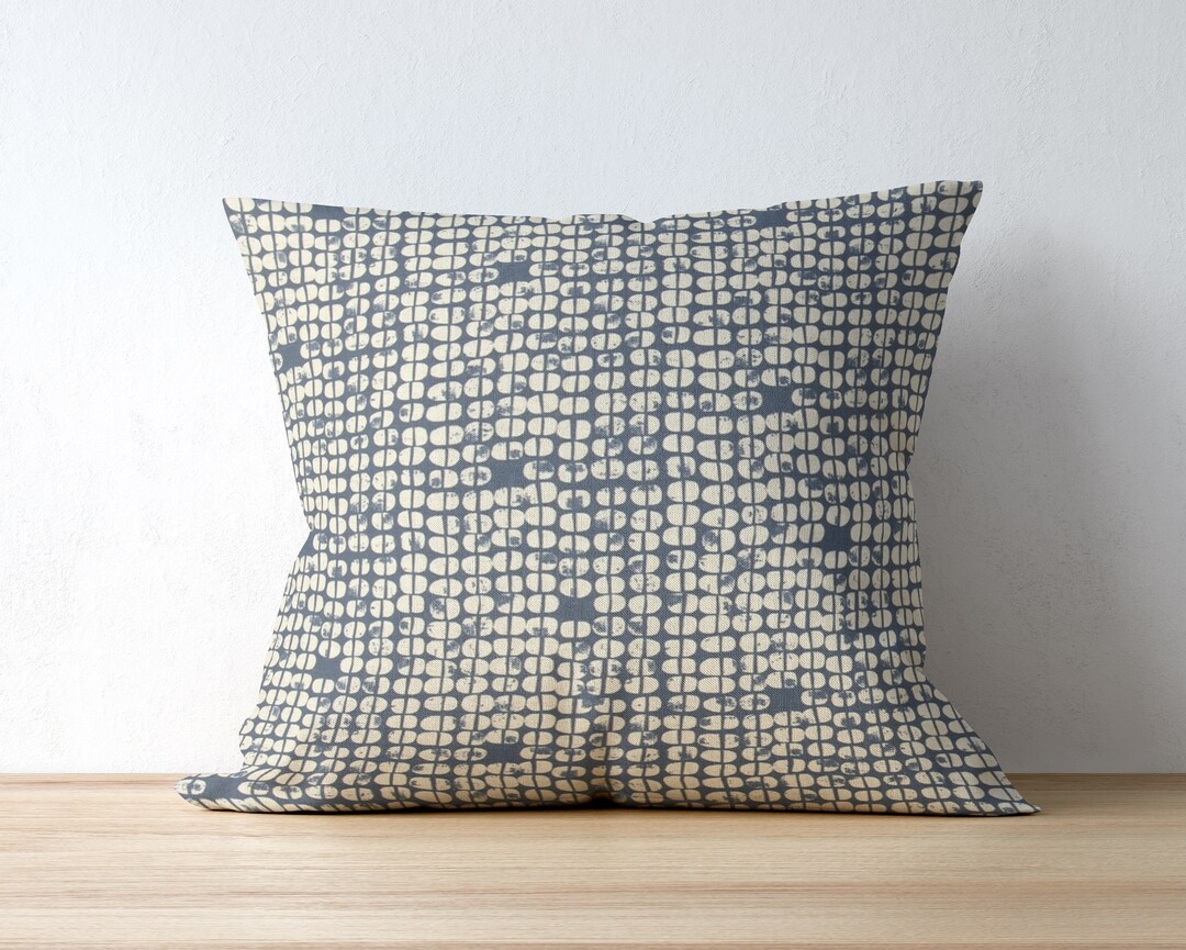 Blue Linen Pillow Cover for Sofa & Bedroom, Boho Decor Accent Pillow ...