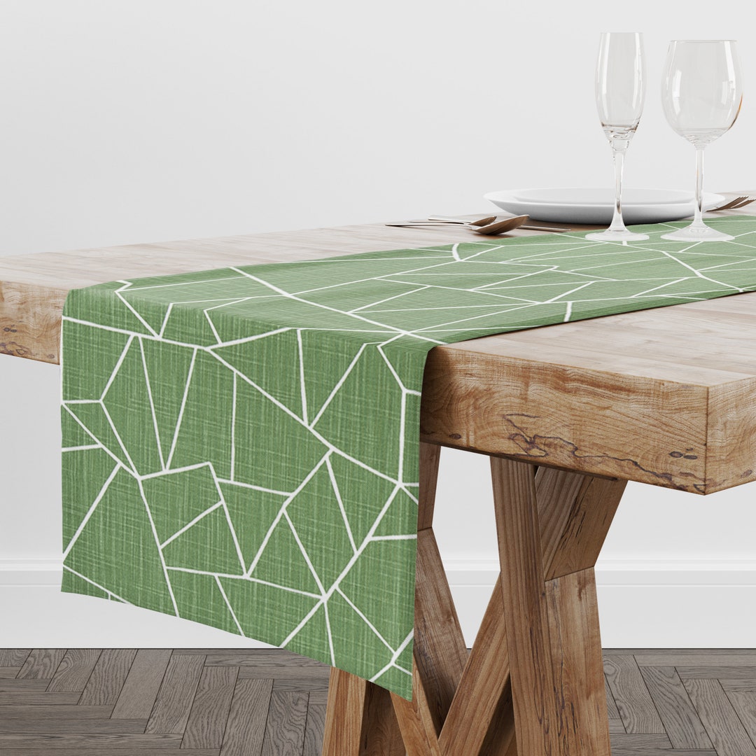 Pine Green Abstract Dining Room Table Runner: Contemporary Party Linens ...