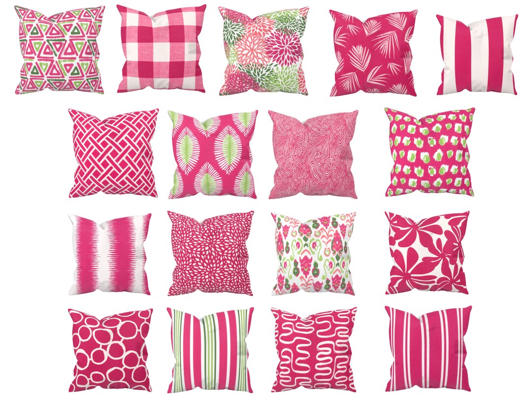 Hot Pink Outdoor Pillow Covers, Patio & Deck Decor, Front Porch Outdoor ...
