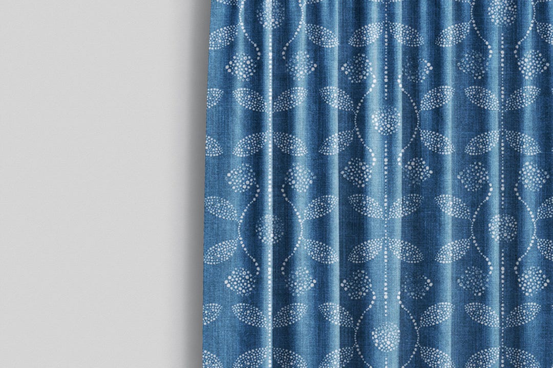 Denim Blue Floral Drapes: Living & Dining Room, Bedroom and Nursery ...