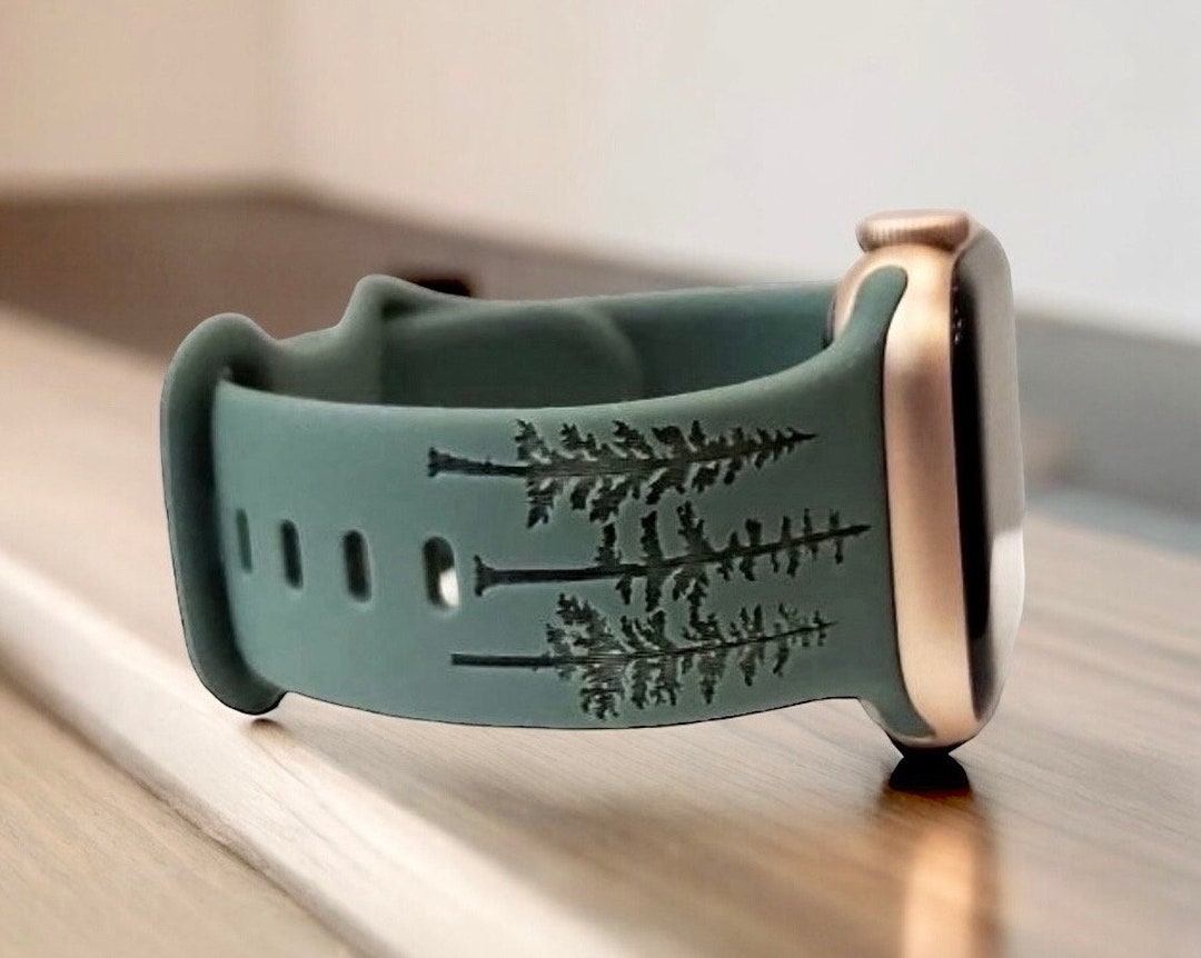 Cedar Tree Apple Watch Bands Custom Engraved Silicone Wristband Nature ...