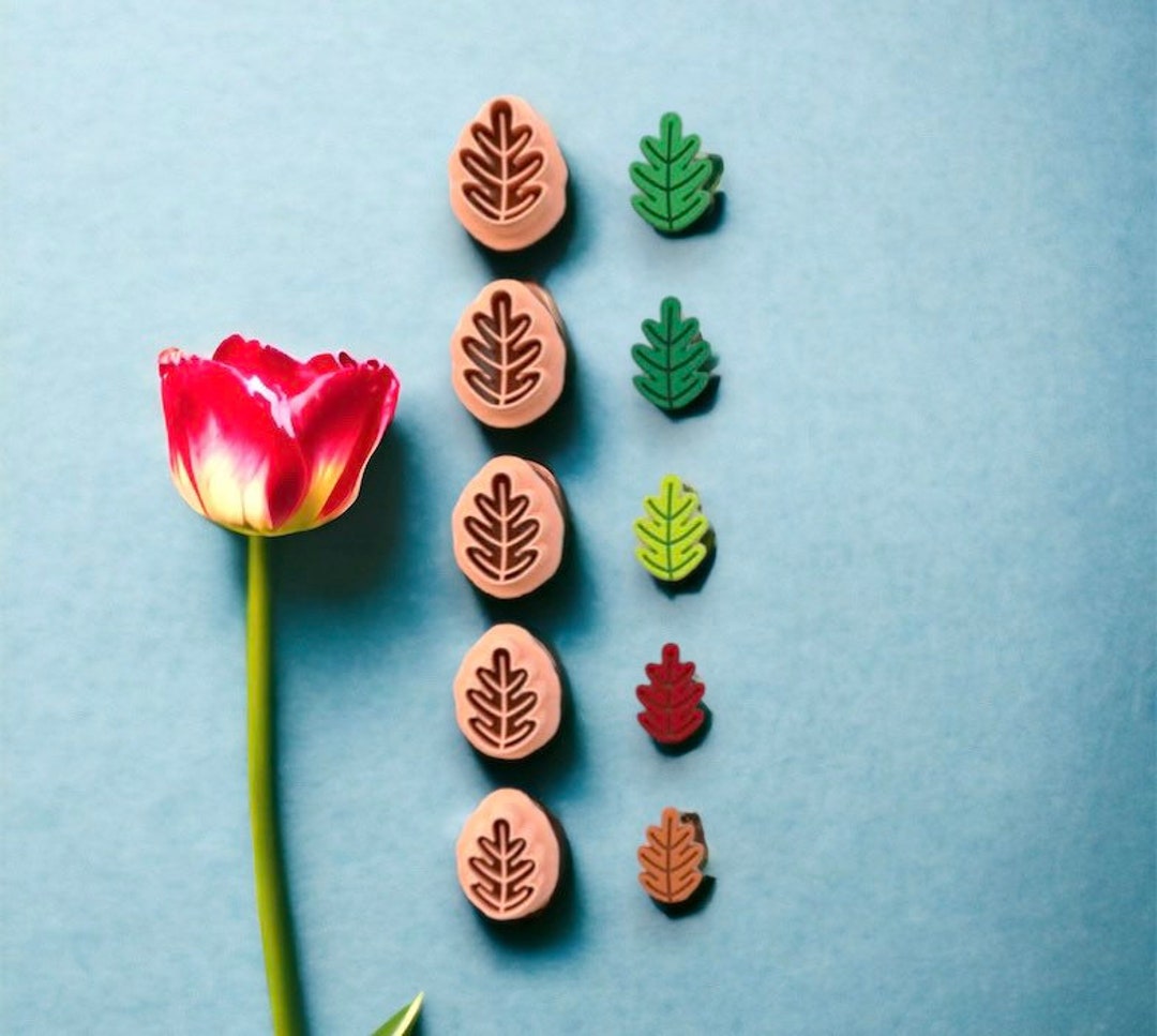 Mini Oak Leaf Imprint Cutter, Polymer Clay Leaf Shaped Stud Cutter ...
