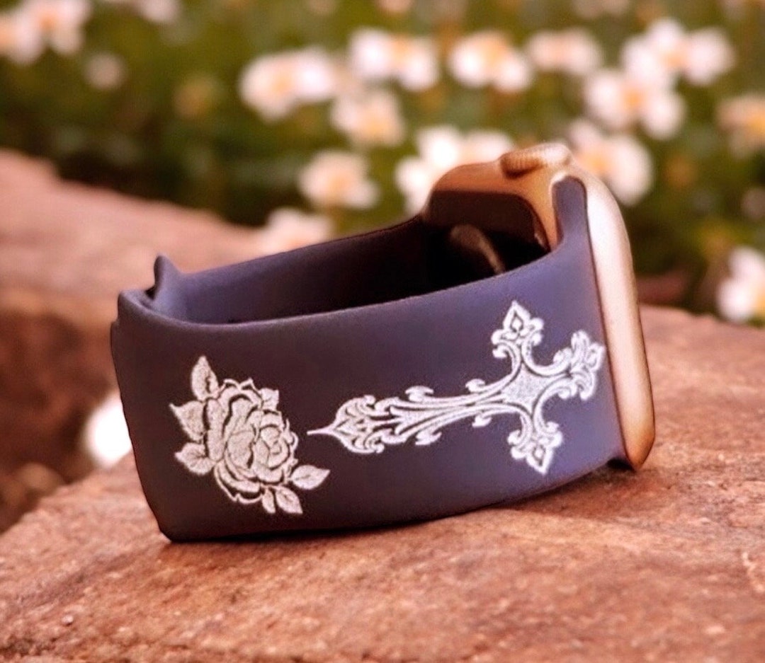Engraved Jesus Cross Apple Watch Bands Hand Painted Watch Bands ...
