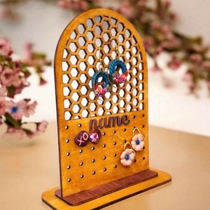 Custom Wood Earrings Holder | Personalized Arch Jewelry Storage ...