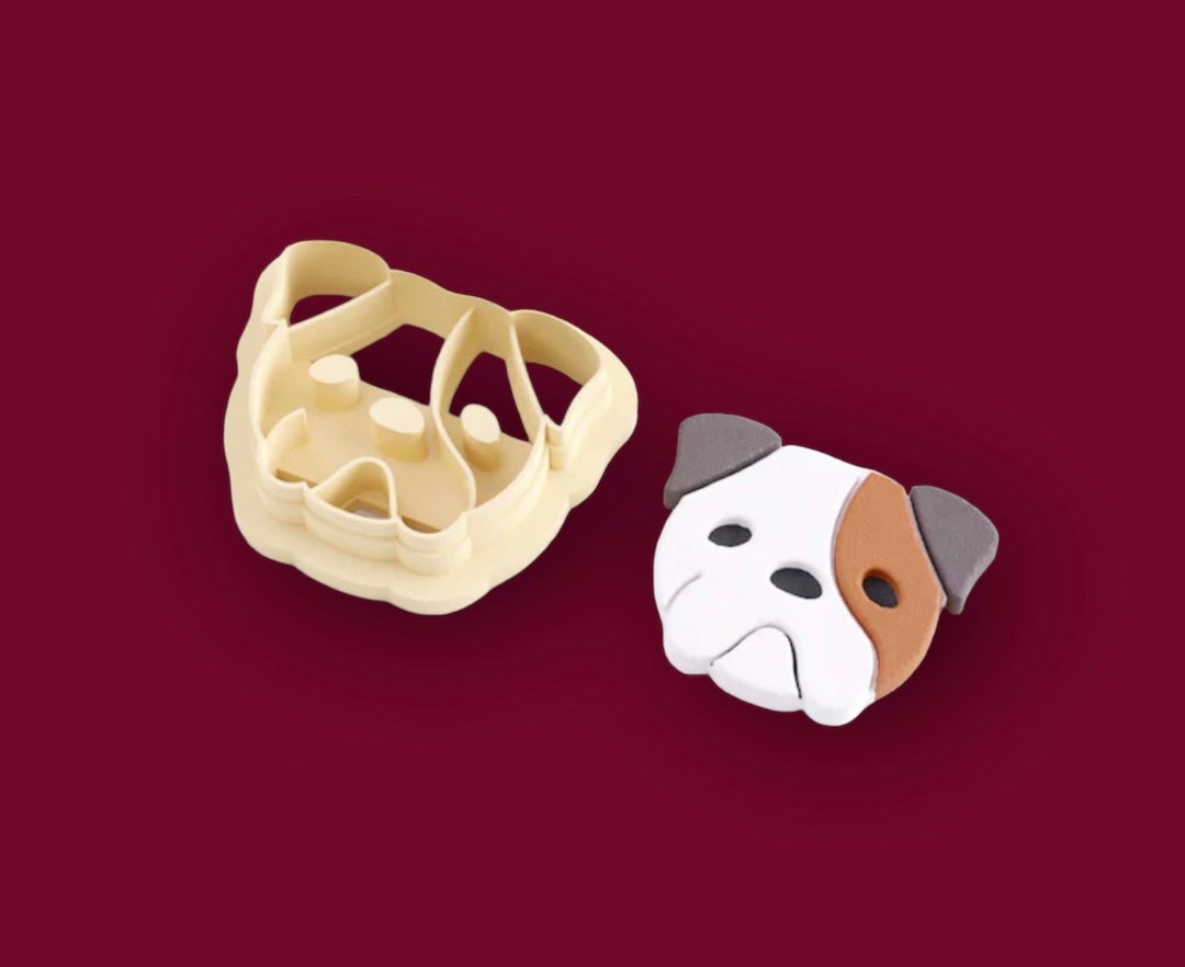 English Bulldog Clay Cutter, Dog Face Cookie Cutter, Polymer Clay ...