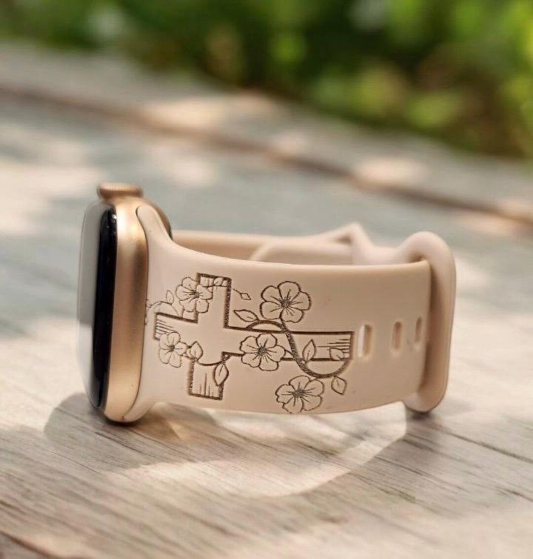 Christian Cross Engraved Silicone Apple Watch Bands Catholic Watch ...