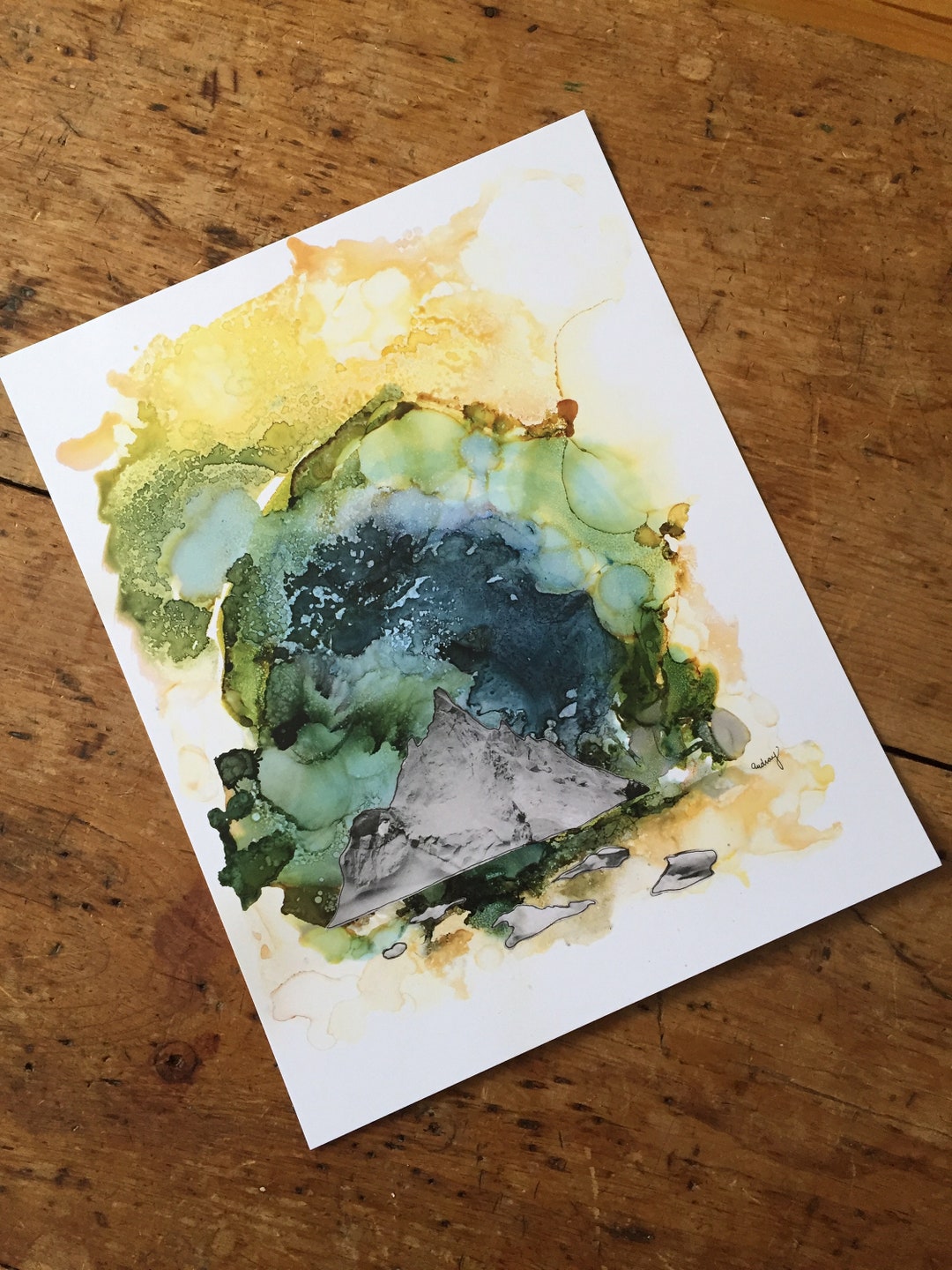 Iceberg in Summer, Illustration, Collage, Alcohol Ink, Audrayart - Etsy
