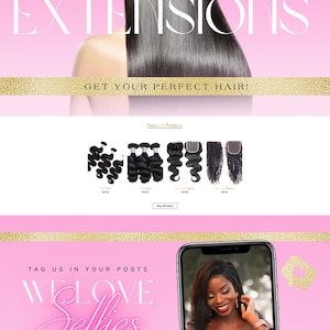 Premade Hair Extensions Website Template for Hair Website and More ...