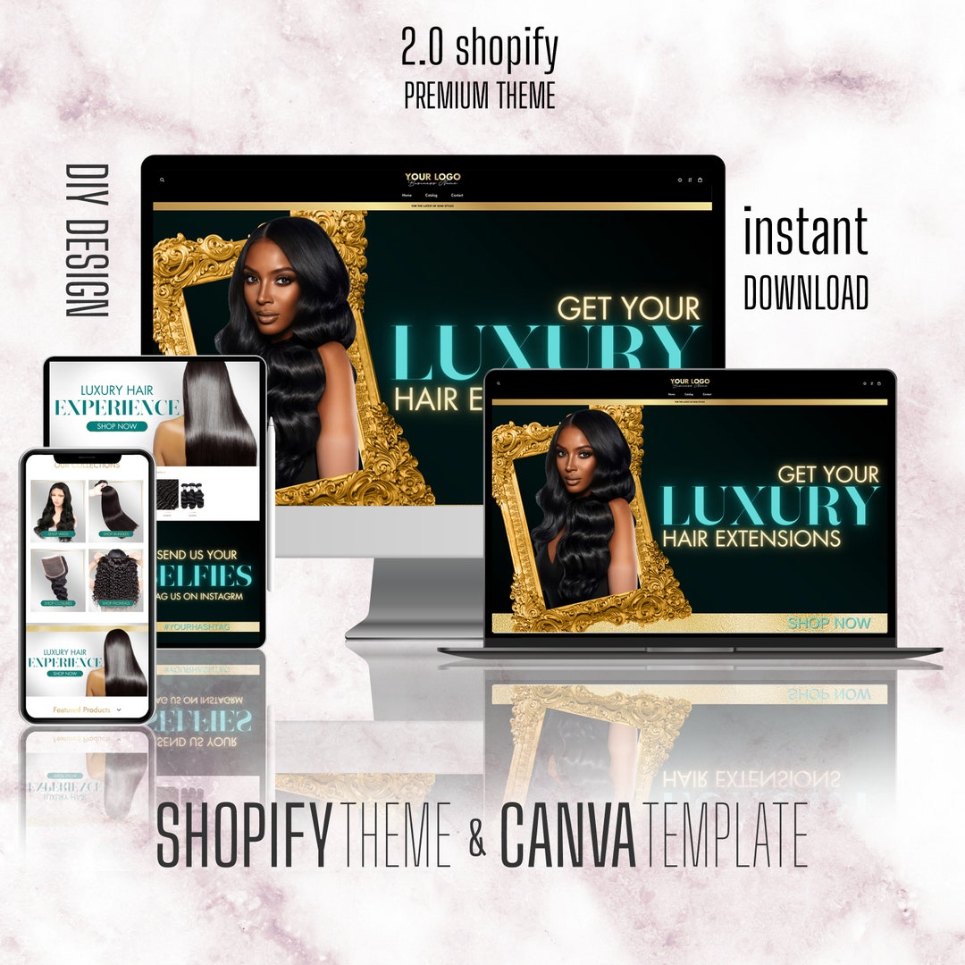 Emerald Green Silver and Gold Hair Website Creation Shopify Wix Hair ...