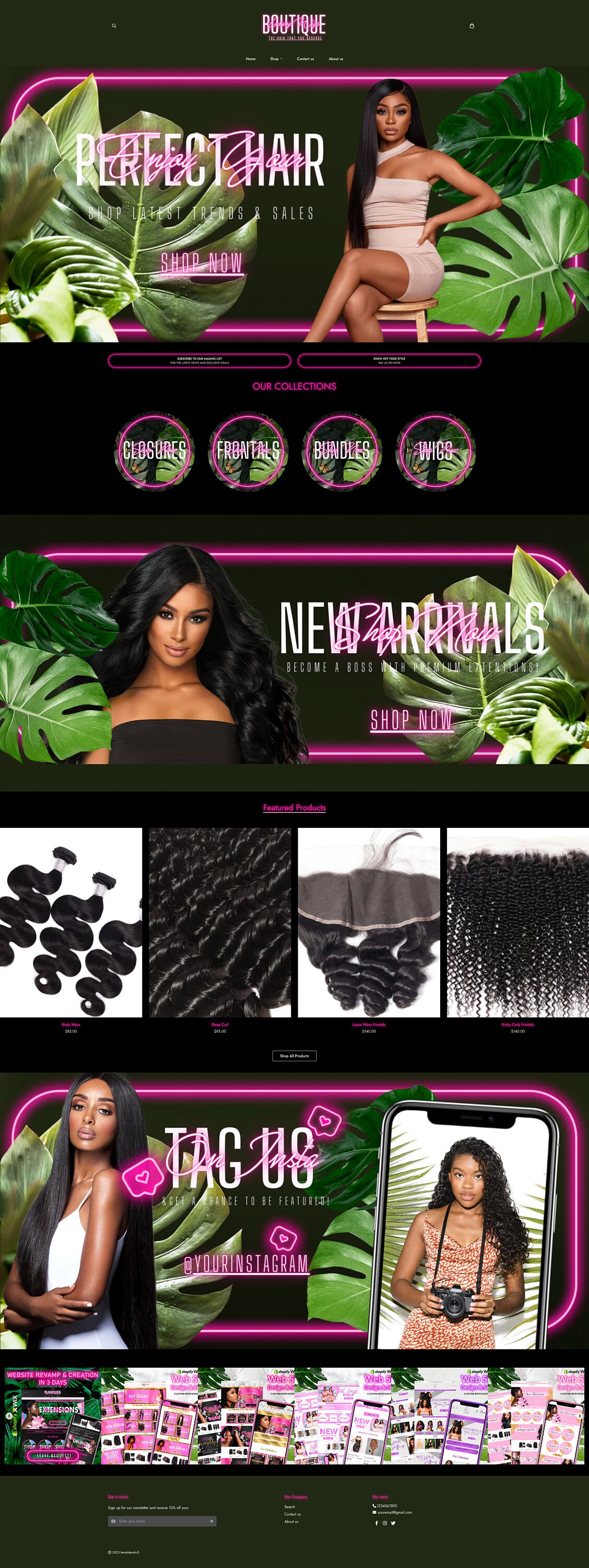 Tropical Paradise: A Neon Pink and Leafy Design for Your Hair Store ...