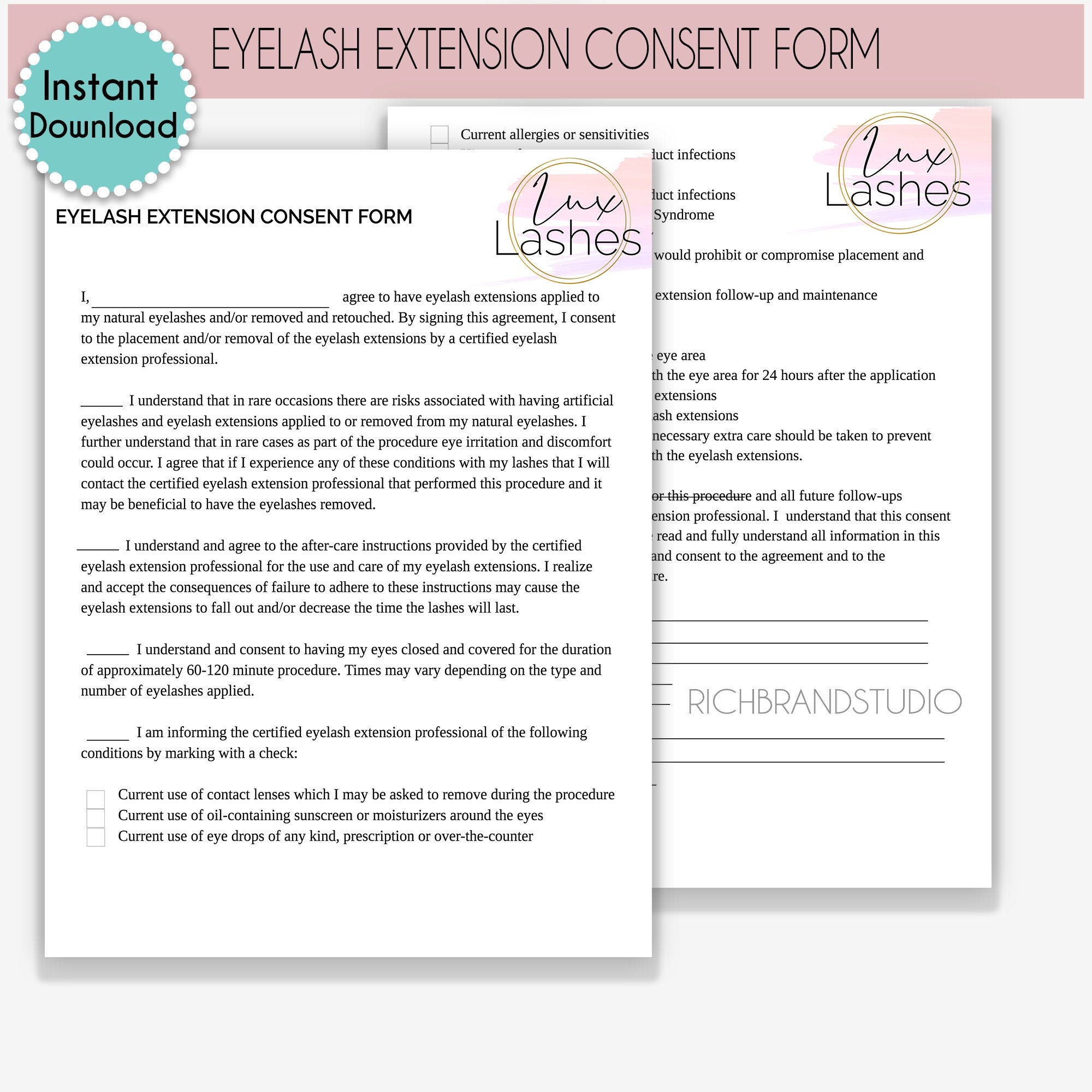 Printable Eyelash Extension Consent Form - Printable Forms Free Online