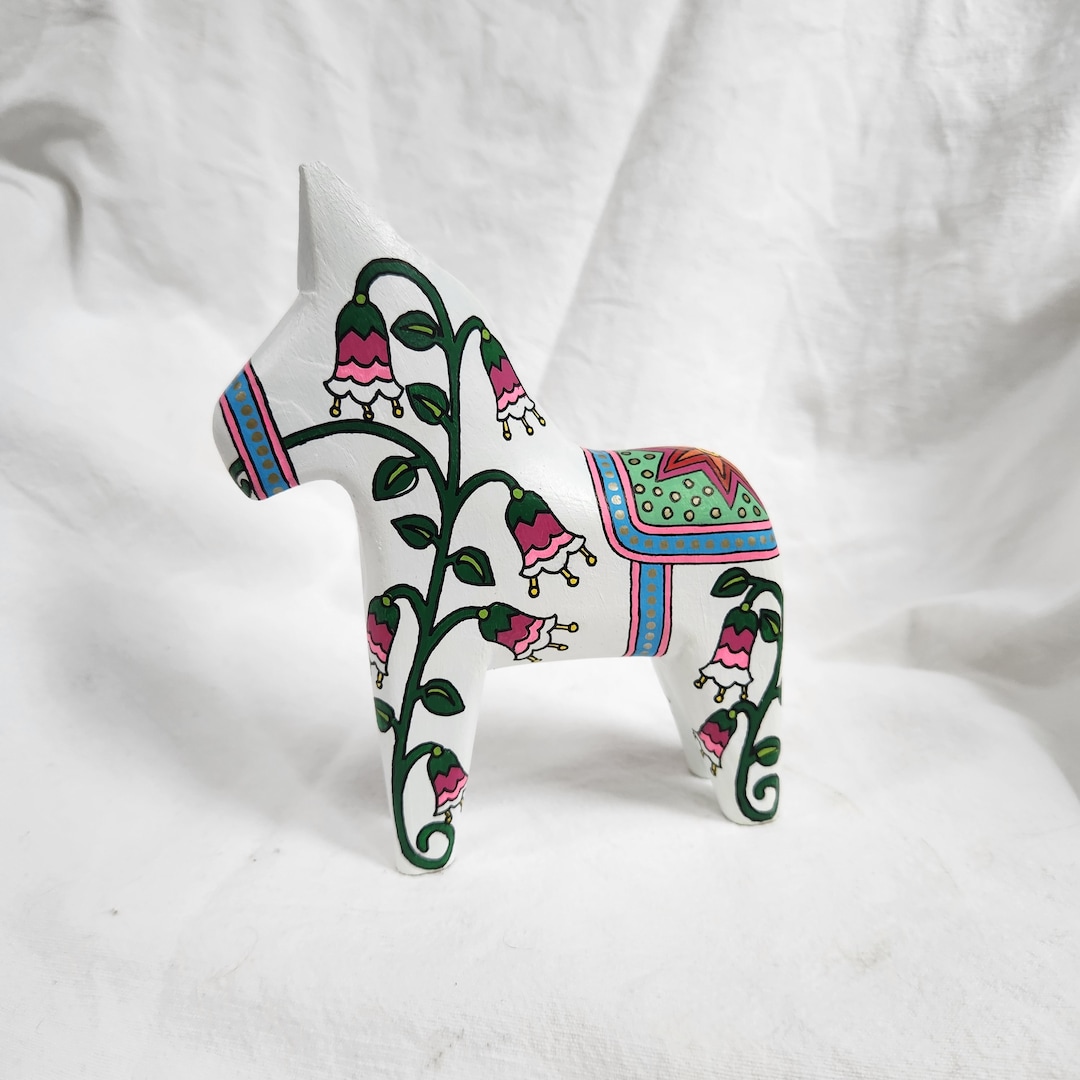 Swedish Dala Horse - Linnae Flowers - Etsy