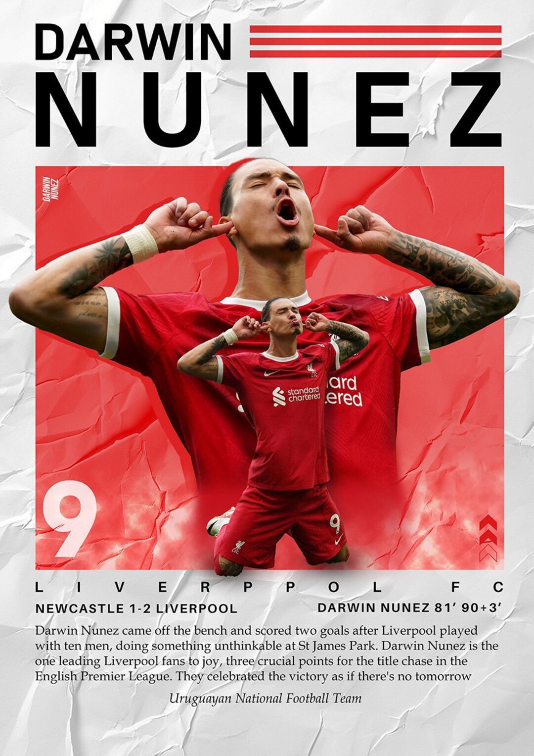 Darwin Nunez Poster Sports Poster Liverpool Poster Football Poster ...