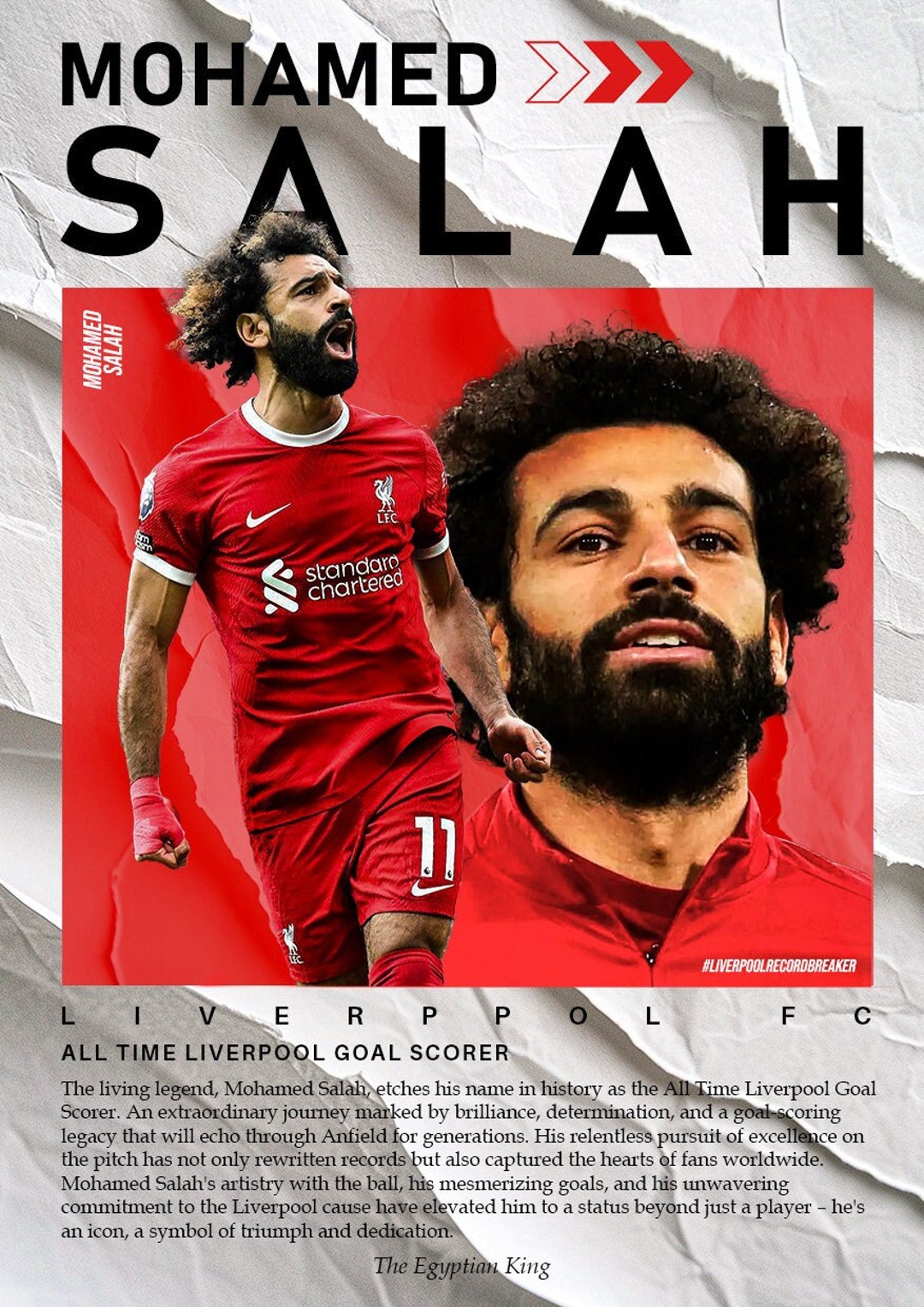 Mohamed Salah Poster Sports Poster Football Poster, Wall Art, Liverpool ...