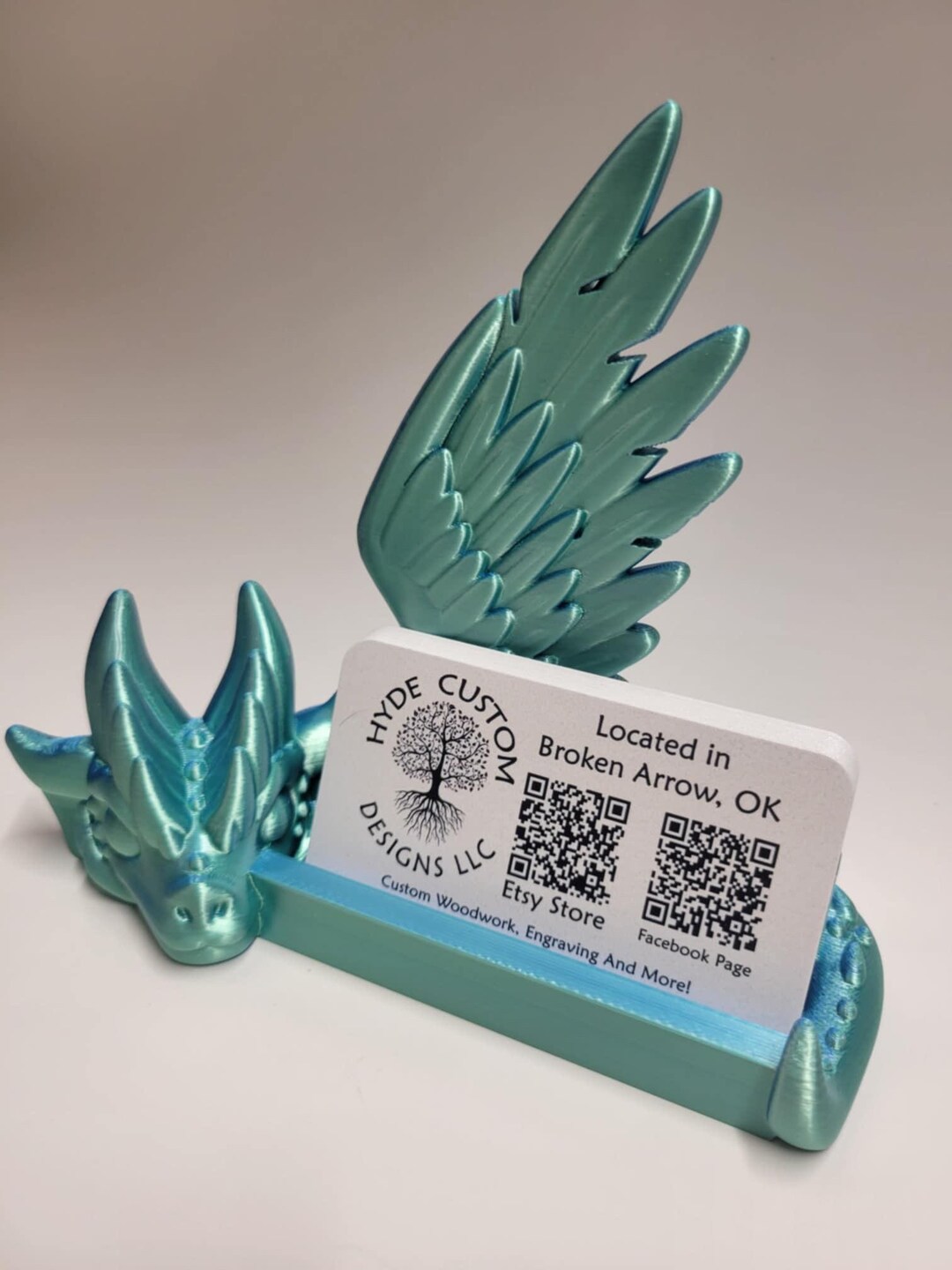 3D Printed Dragon Business Card Holder Unique Desk Accessory Fantasy ...