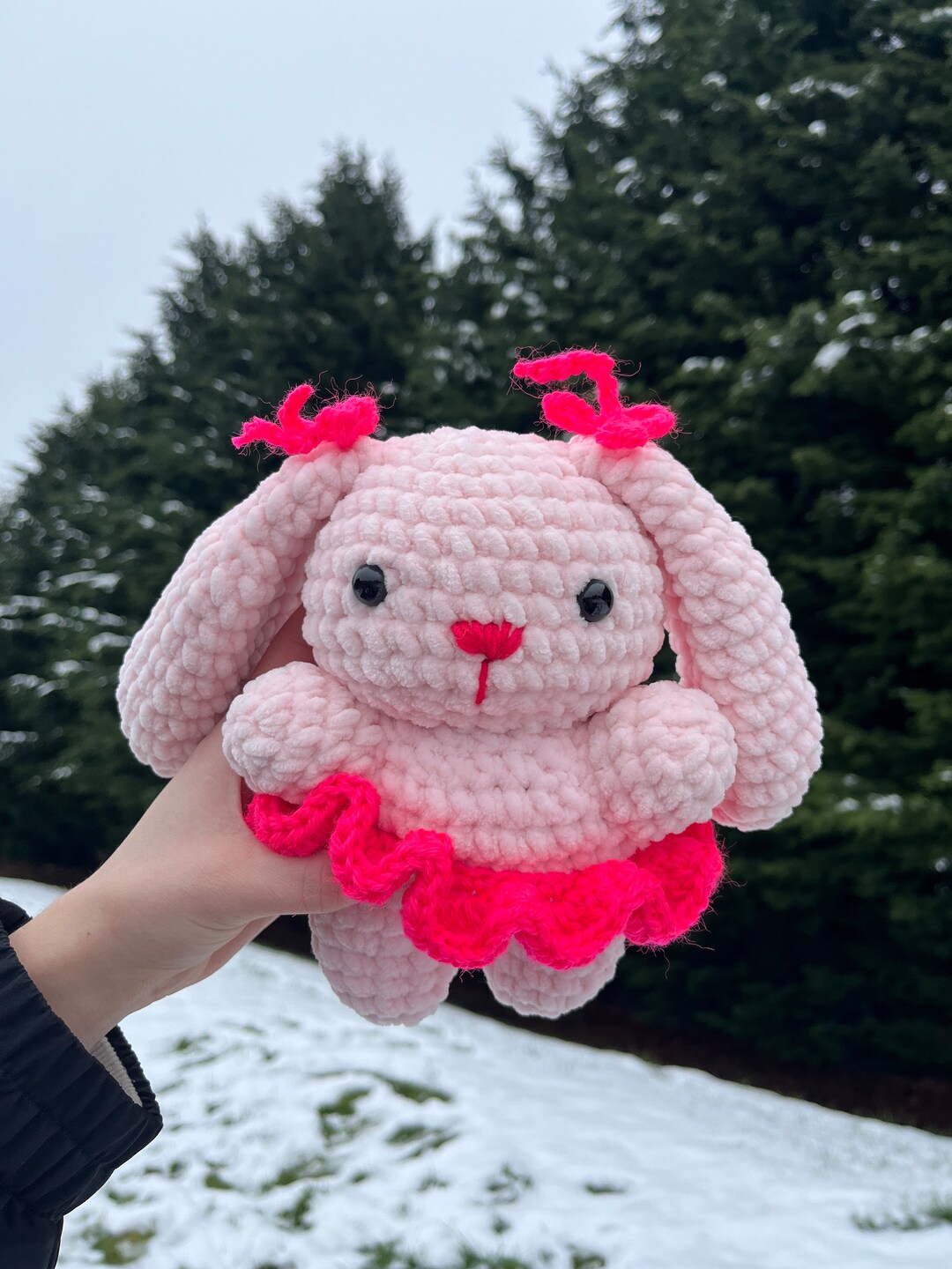 Handmade Crochet Pink Ballerina Bunny With Bows - Etsy