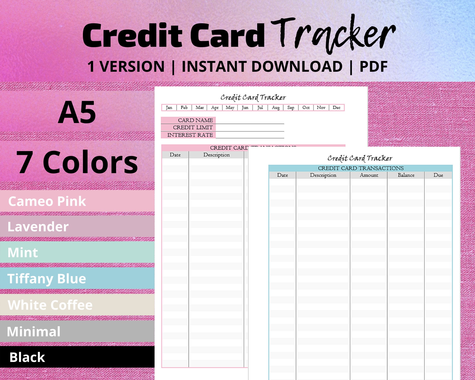 Credit Card Tracker Template Credit Card Tracker Template