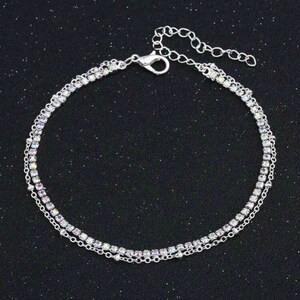 Sparkly Silver Rhinestone Layered Anklet Glittery Silver - Etsy