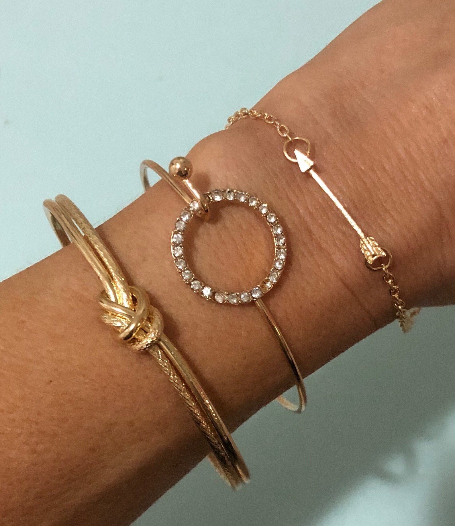 Diamond Eternity Bracelet Set Gold Bangle Bracelet Set | Etsy