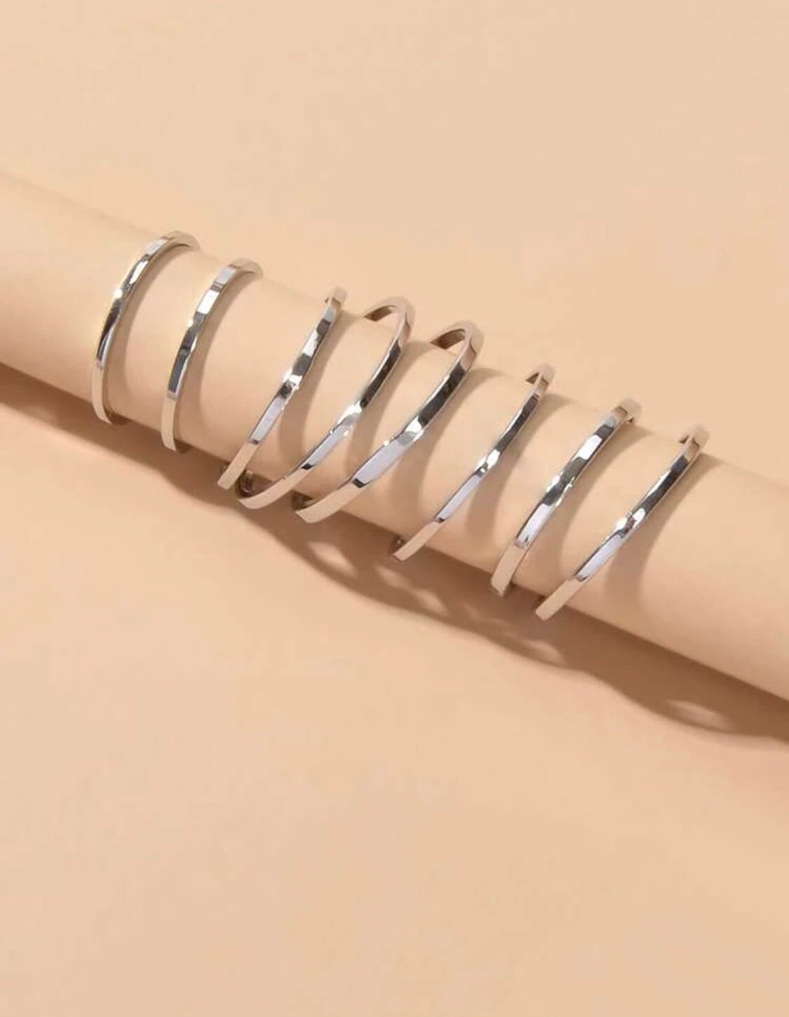 8 Piece Simple Silver Ring Set Pretty Silver Rings Classic - Etsy