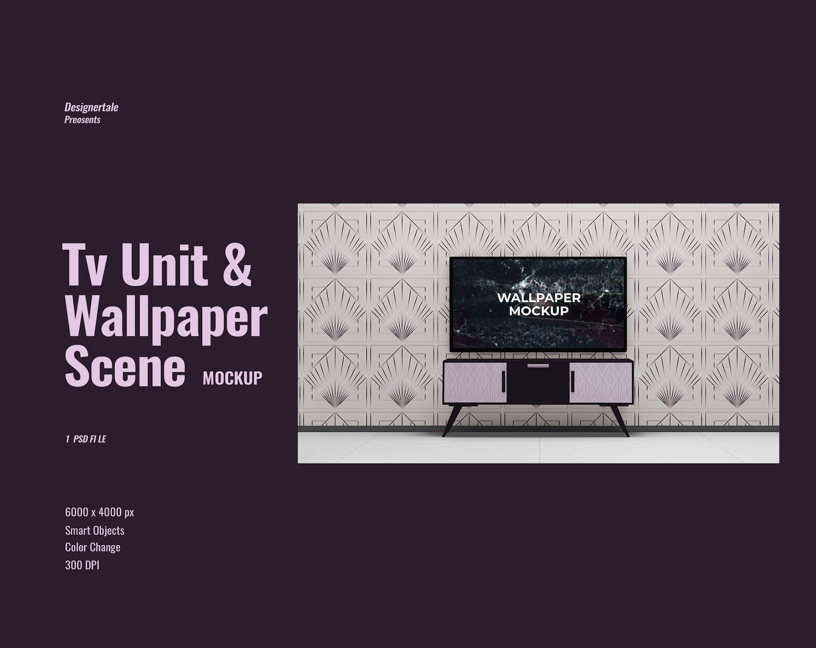 Tv Unit & Wallpaper Scene Mockup - Etsy