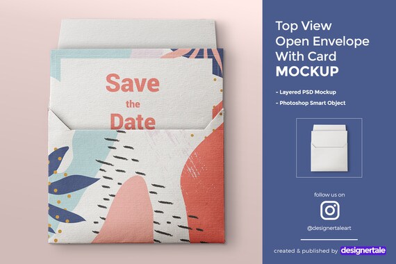 Top View Open Envelope With Card Mockup | Etsy Canada