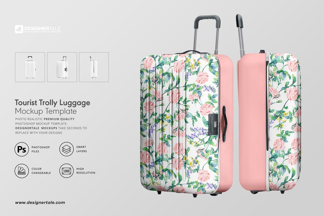 Tourist Trolley Luggage Mockup, Travel Bag Pack Mockup, Large Luggage ...