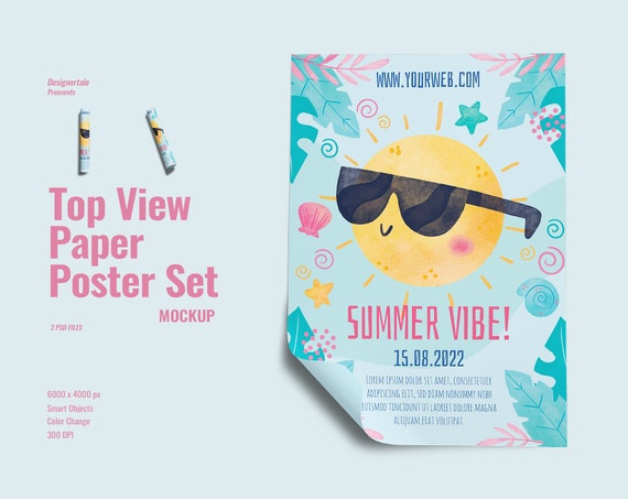 Top View Paper Poster Set Mockup - Etsy