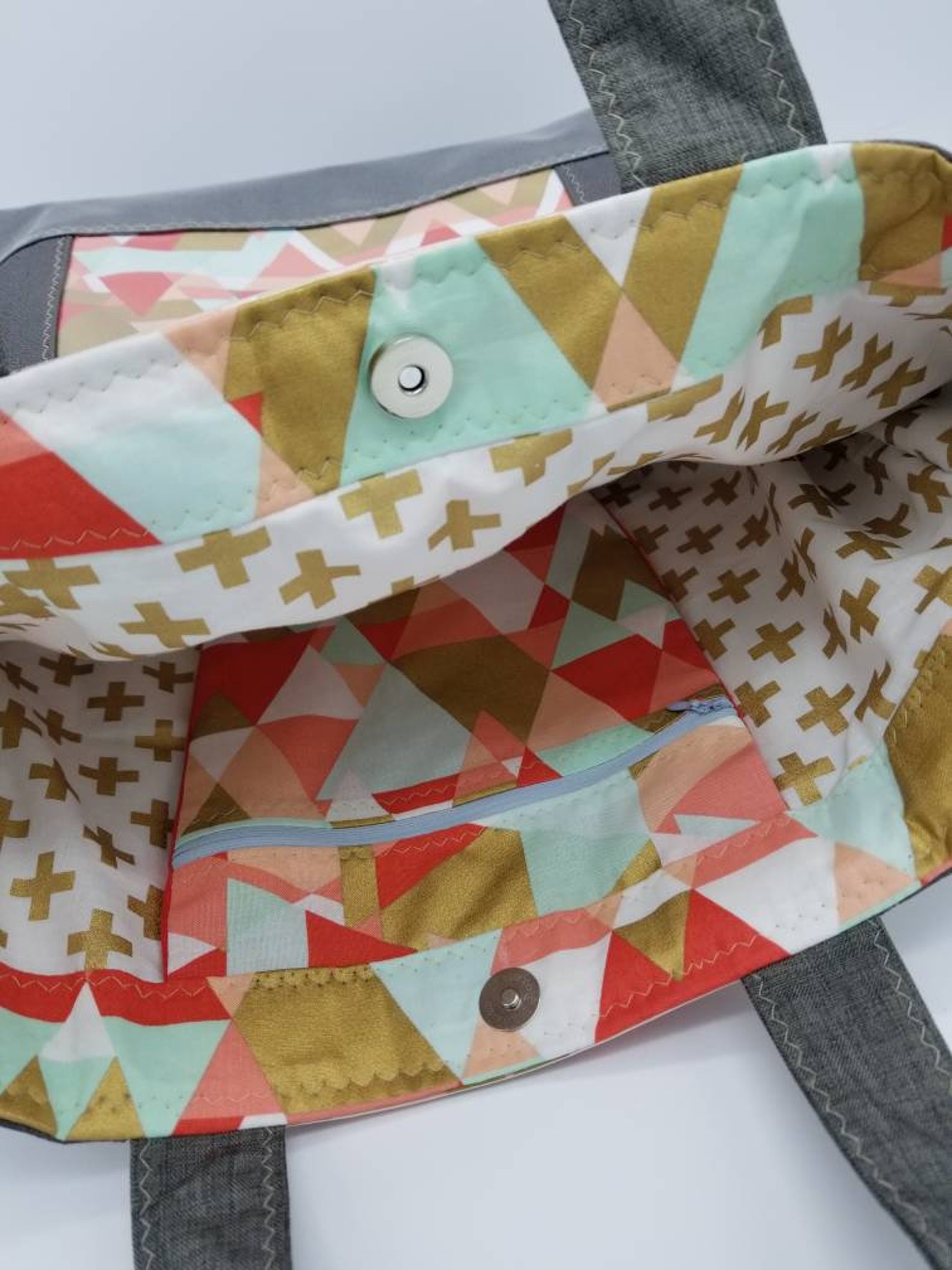 Fabric Handbag, Purse, Tote Bag With Lining and Inside Pocket, One of a ...