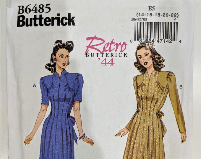 Butterick B6485 Retro 40s Sewing Pattern Size E5 14-22 - Etsy
