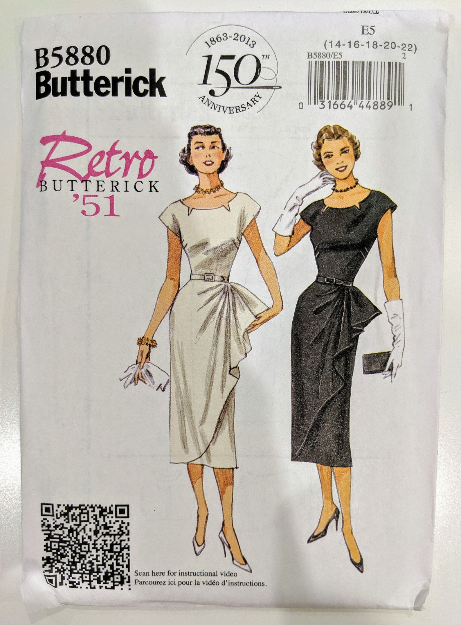 Butterick B5880 Retro 50s Sewing Pattern Size E5 14-22 - Etsy