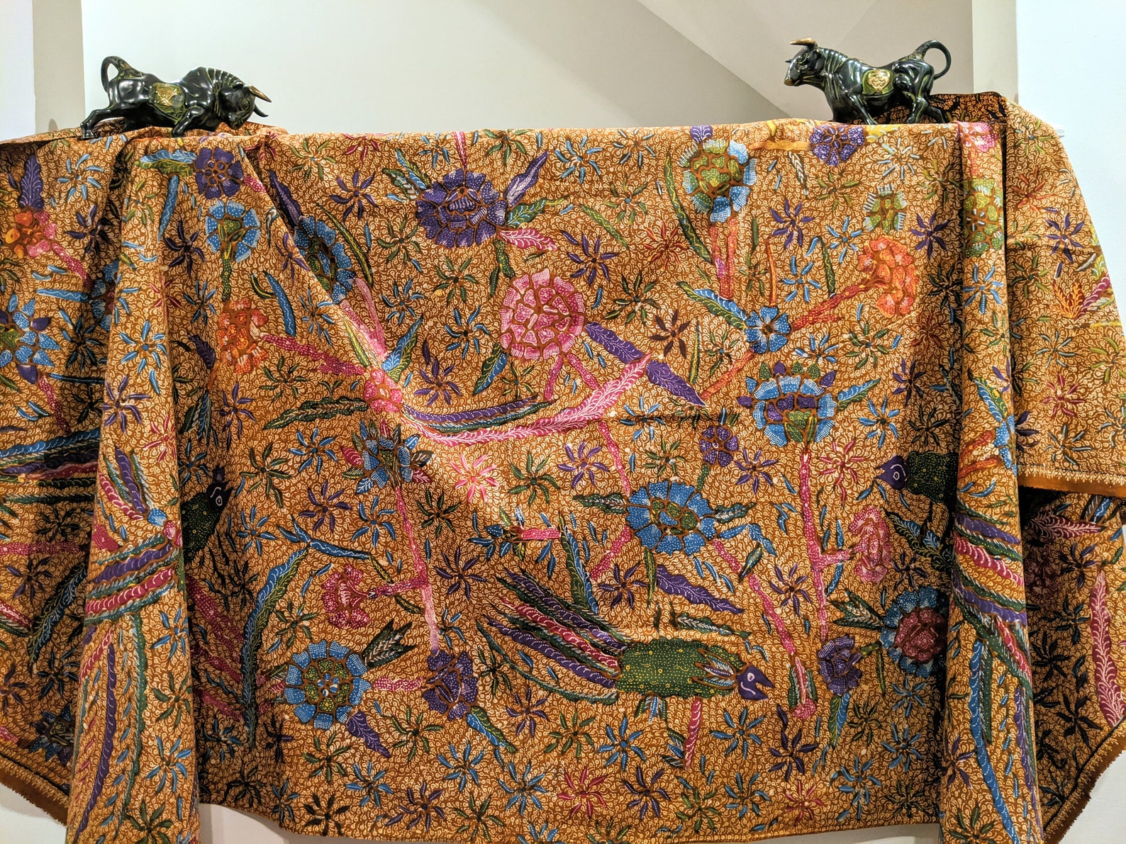 Vintage Batik Semarang With Bird, Old Indonesian Fabric, Handwritten ...