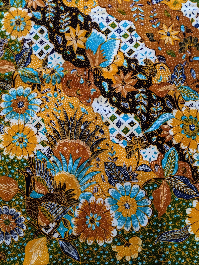 Hokokai Batik, Full Batik Tulis With Kawung, Butterflies, Floral ...