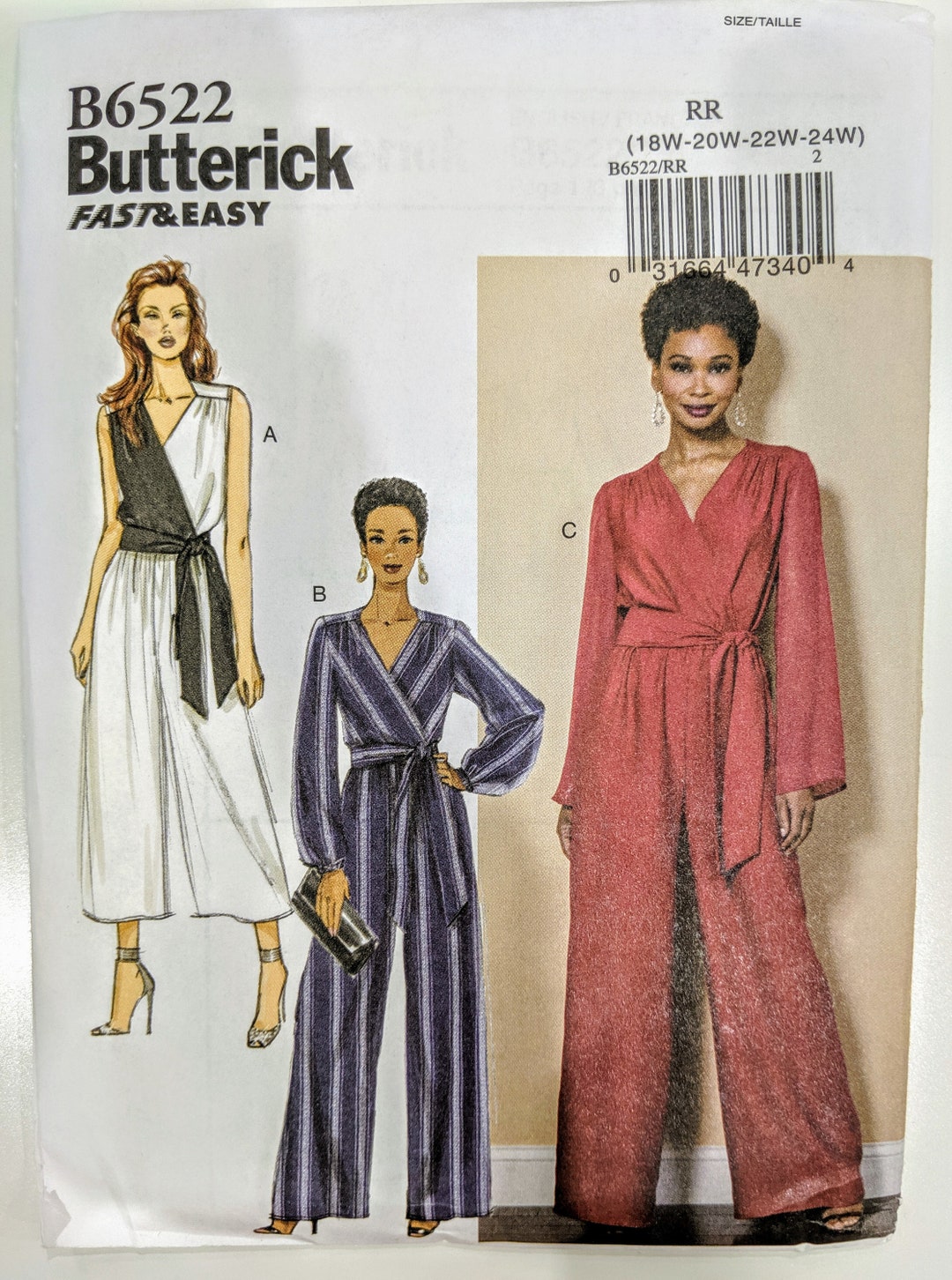 Butterick B6522 Fast & Easy Sewing Pattern Size RR5 18W-24W - Etsy