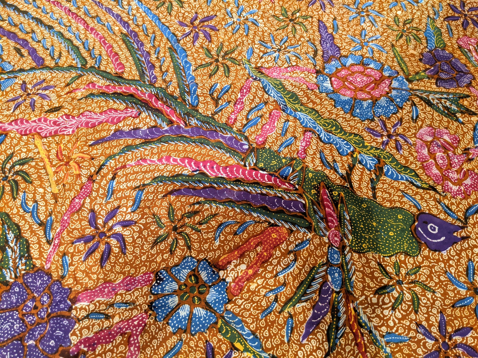 Vintage Batik Semarang With Bird, Old Indonesian Fabric, Handwritten ...