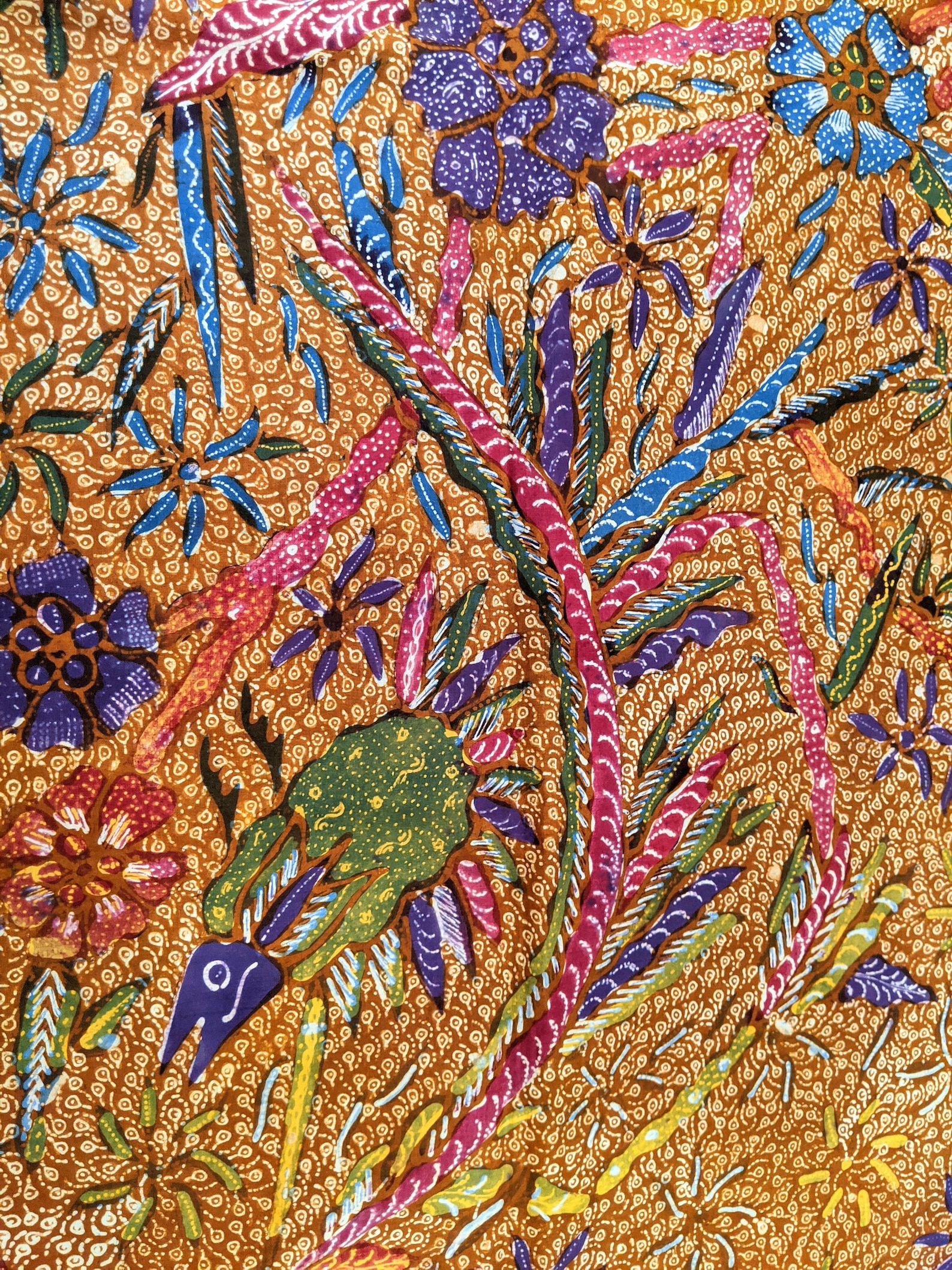 Vintage Batik Semarang With Bird, Old Indonesian Fabric, Handwritten ...