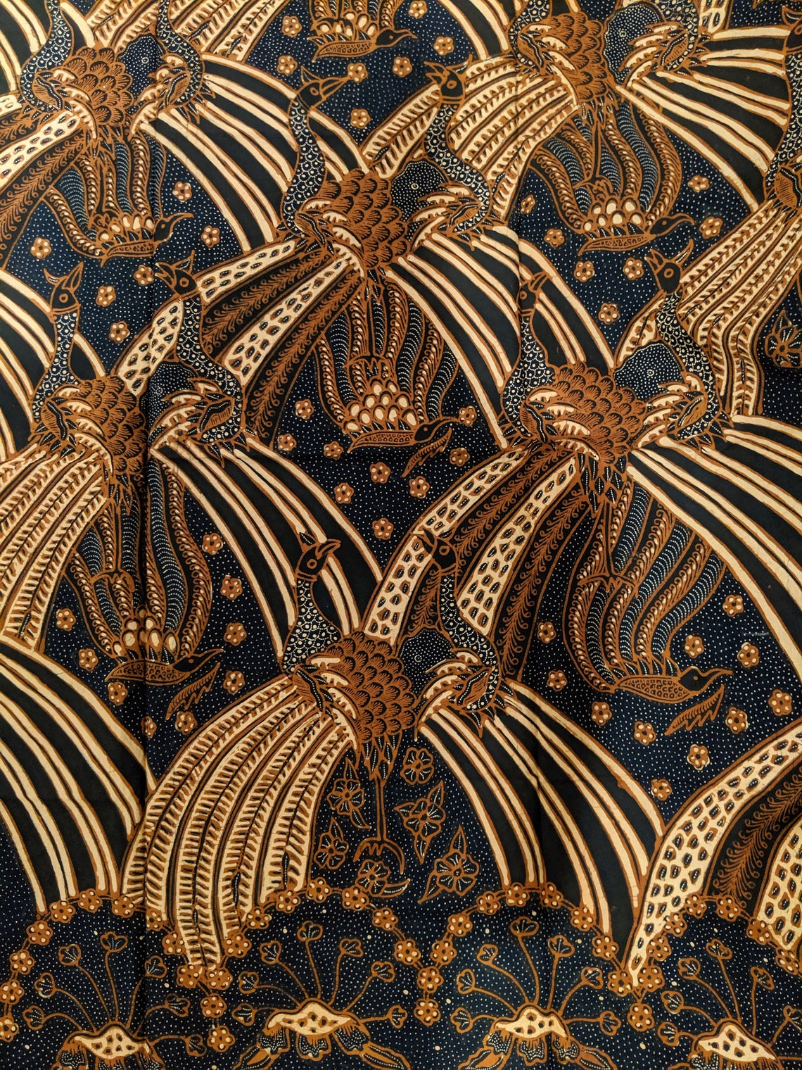 Batik Tulis Solo, Hand Drawn Indonesian Batik, Sogan Java With Peacock ...