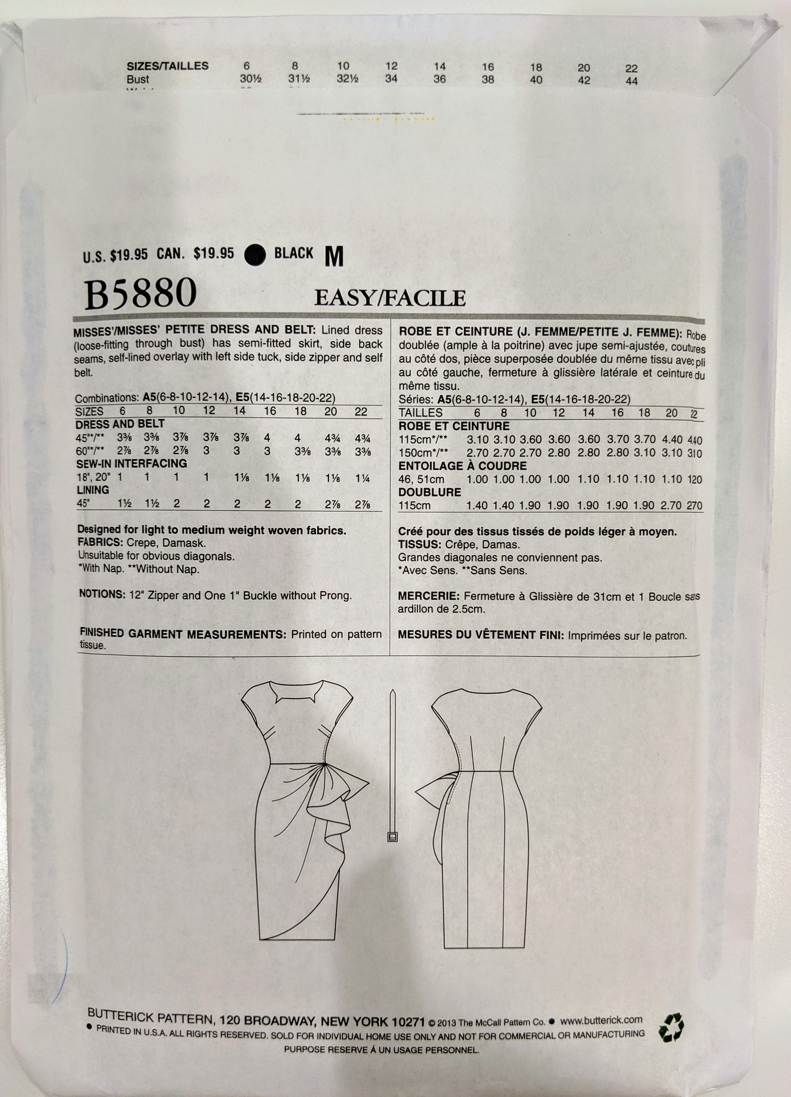 Butterick B5880 Retro 50s Sewing Pattern Size E5 14-22 - Etsy