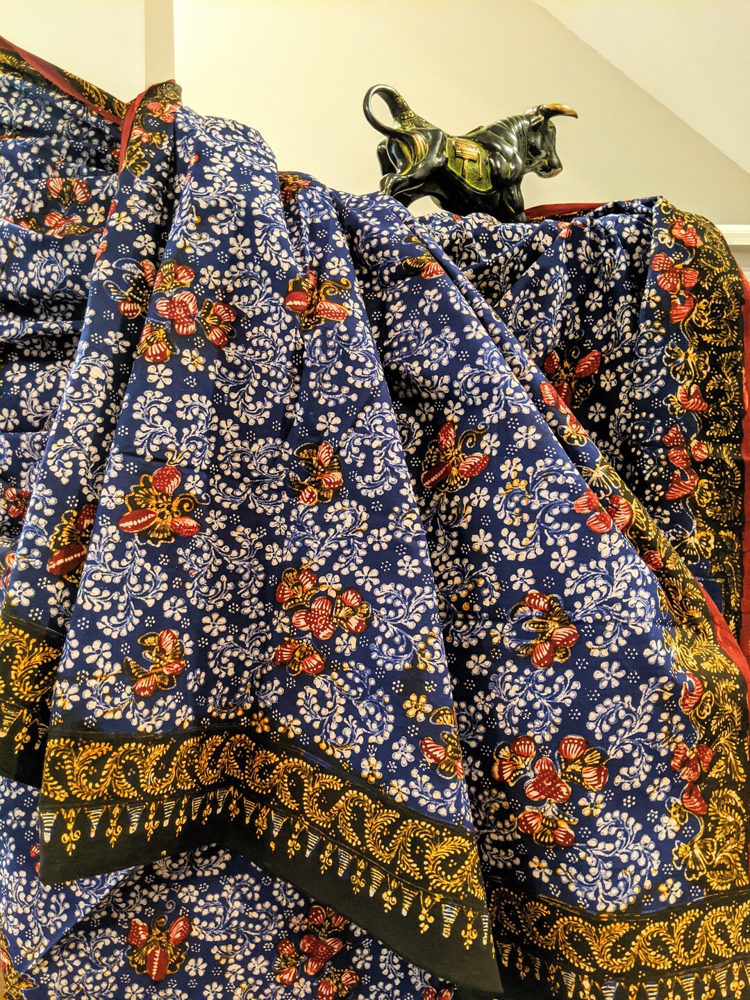 Batik Lasem Indonesia, Handwritten Batik Tulis Lasem, Dark Blue Batik ...