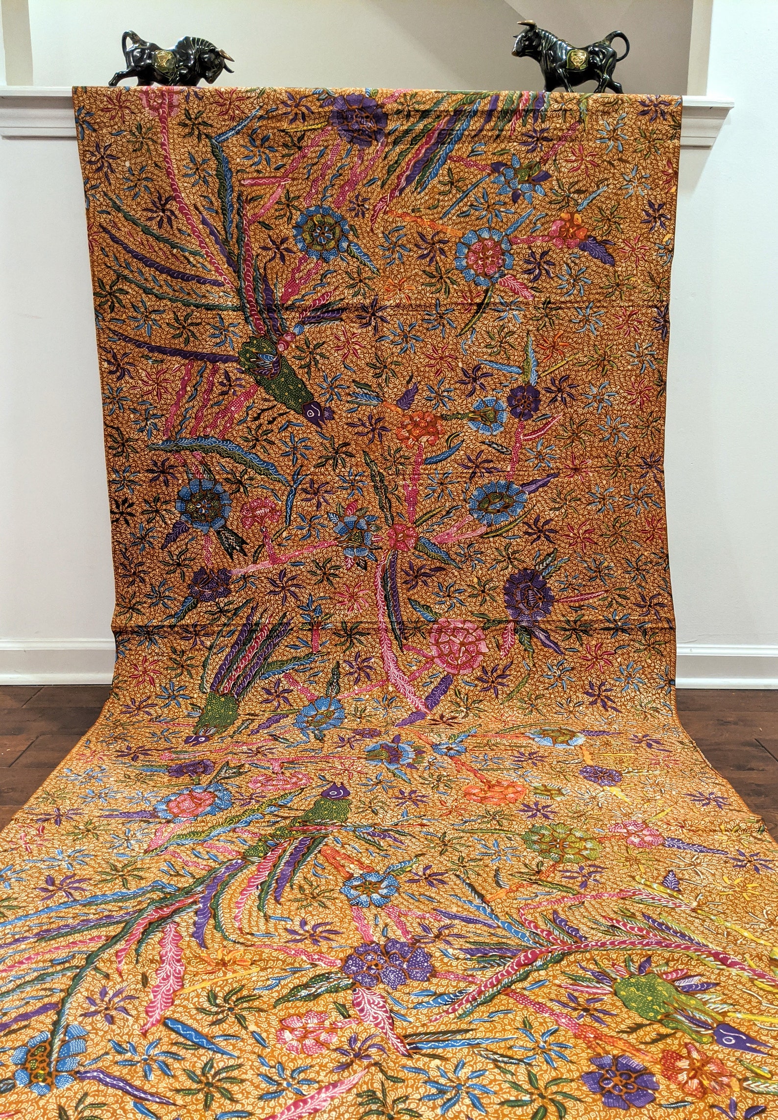 Vintage Batik Semarang With Bird, Old Indonesian Fabric, Handwritten ...