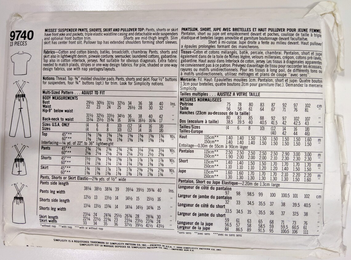 Simplicity 9740 Sewing Pattern Size OO 12-18 - Etsy
