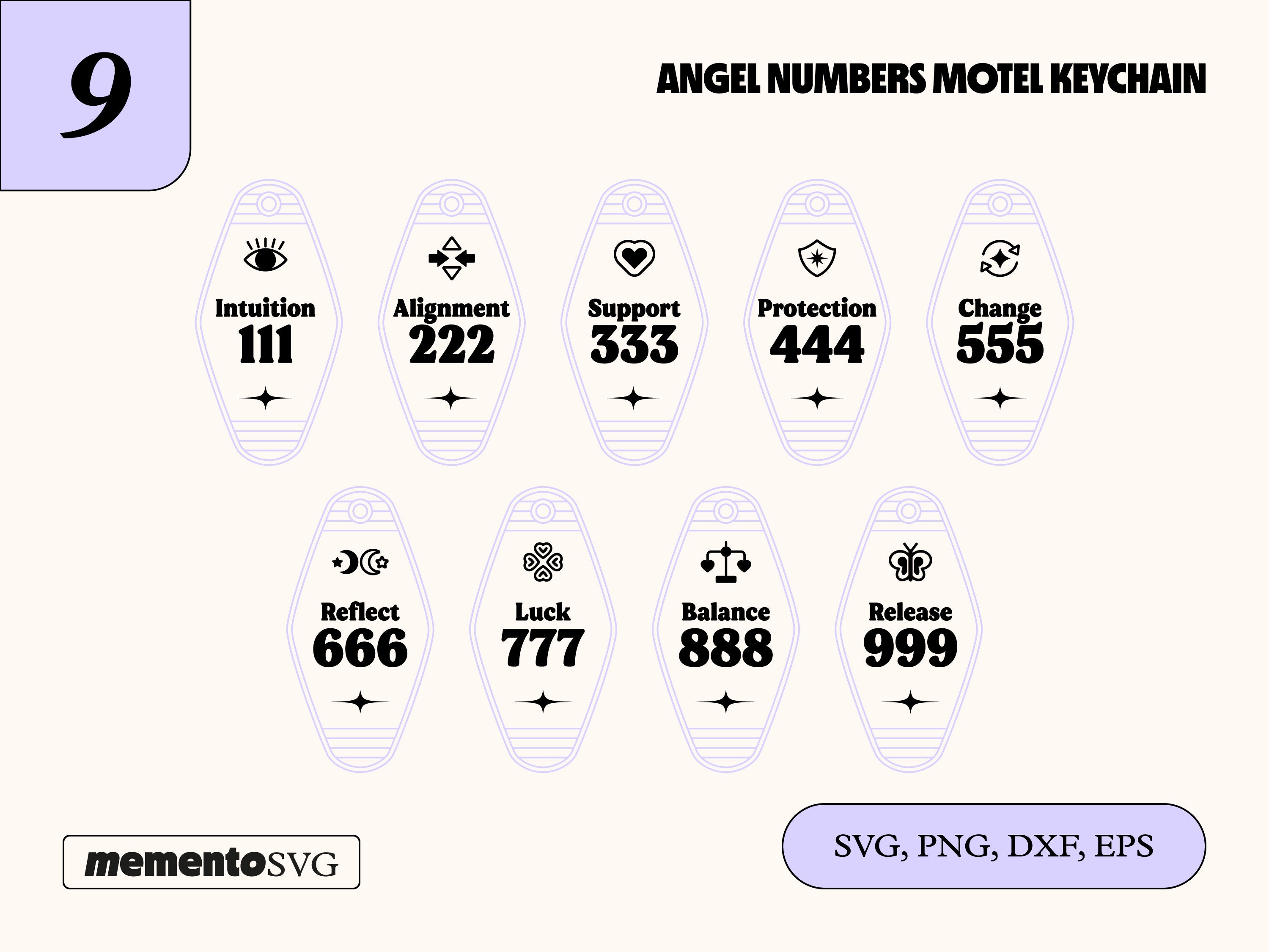 Angel Numbers Keychain SVG, Angel Numbers Motel Keychain, Vintage ...