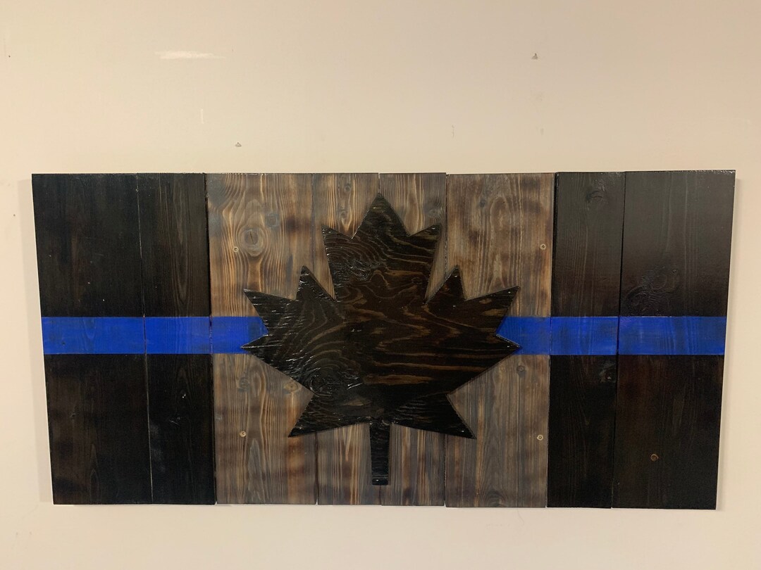 Thin Blue Line Canada Flag, Wood Flag, Canadian Flag, Thin Blue Line ...