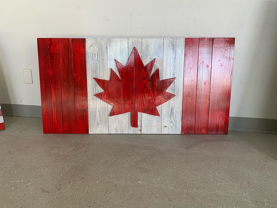 Wooden Canada Flagwood Flagoutdoor Rusticporchdecorwood - Etsy Canada